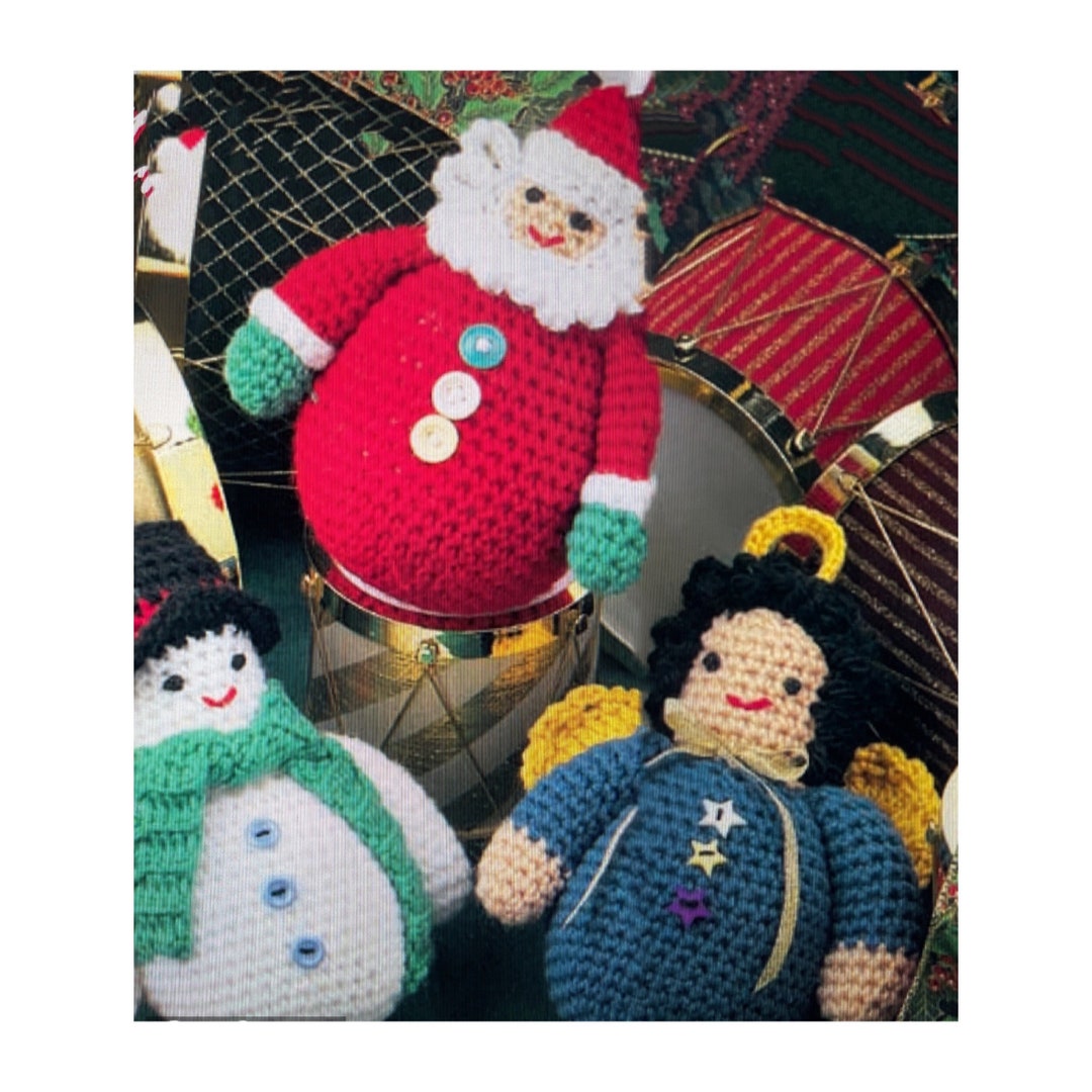 Vintage Crochet Pattern Roly Poly Christmas Characters Angel Santa ...