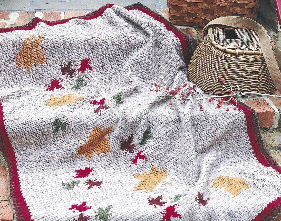 Vintage Crochet Falling Leaves Afghan Pattern PDF Instant - Etsy