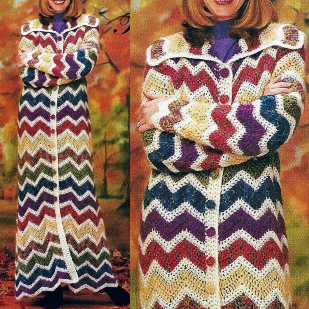 Vintage Crochet Pattern Ripple Afghan Blanket Jacket Sweater PDF ...