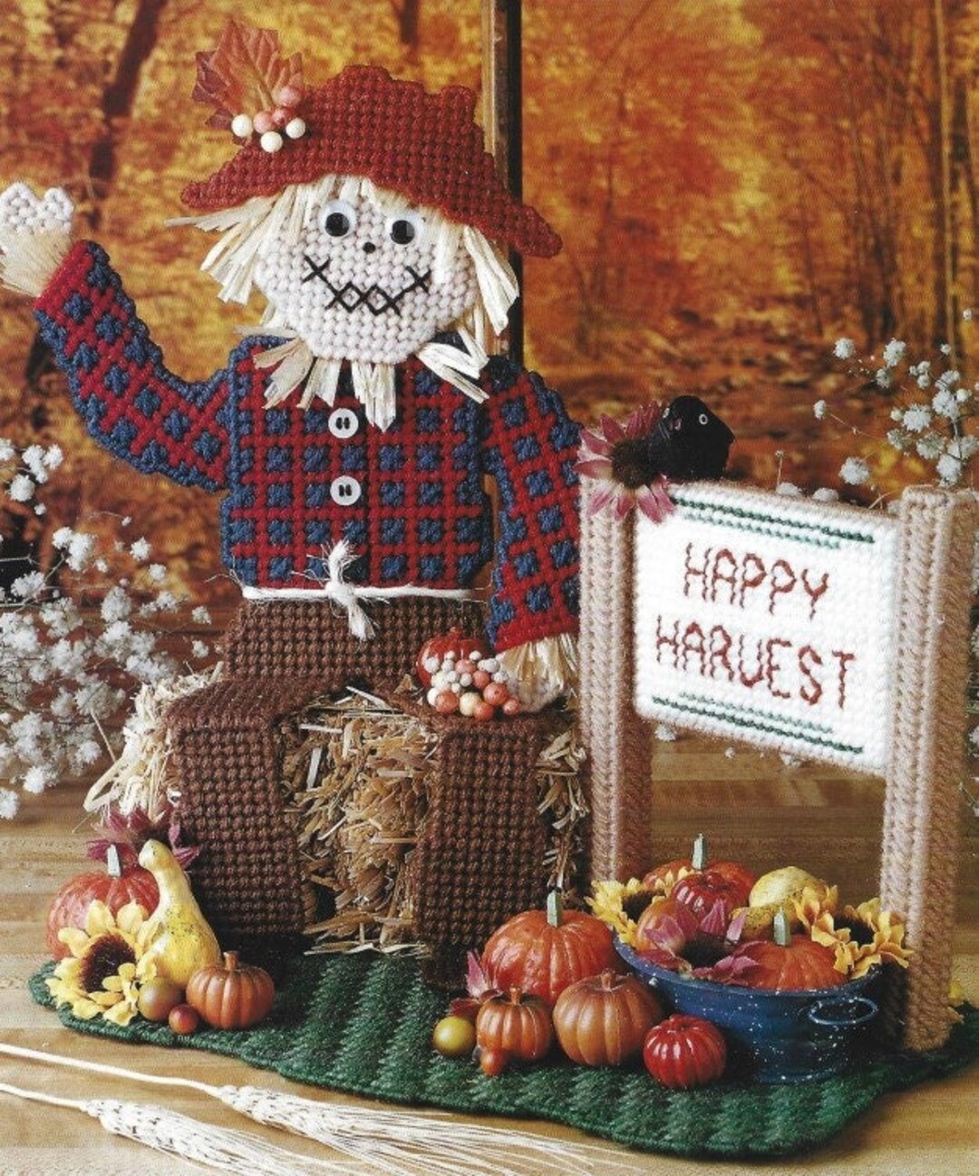 Plastic Canvas Pattern Friendly Scarecrow Welcome Sign PDF Instant ...