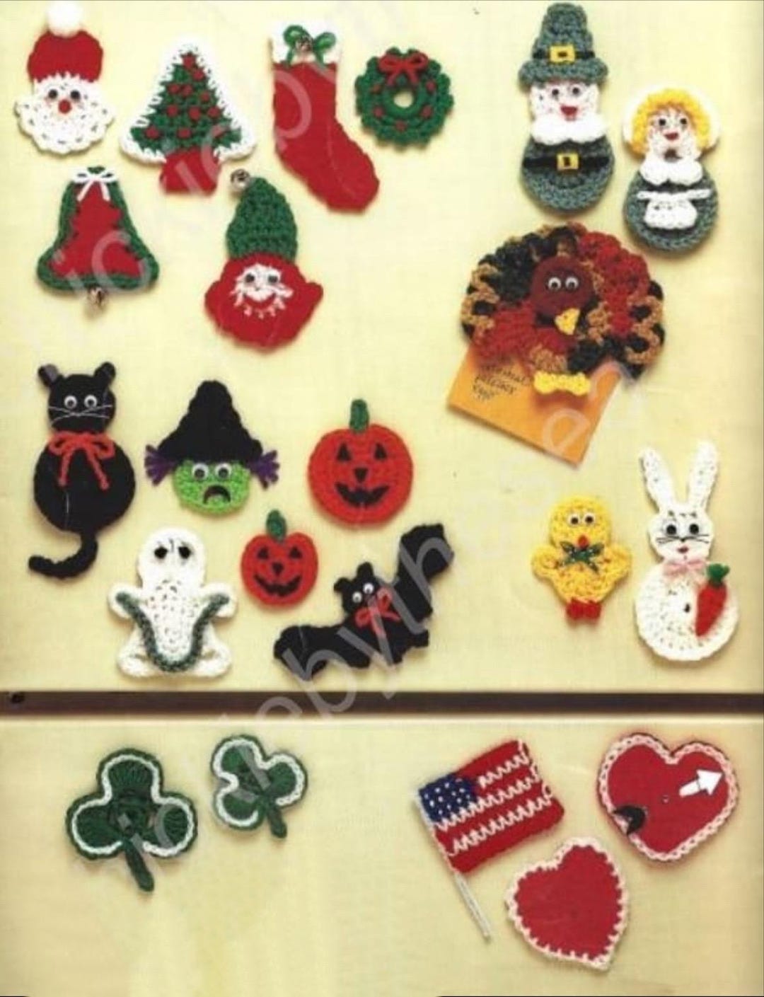Vintage Crochet Holiday Fridge Magnets Pattern: 22 Designs (PDF Digital ...