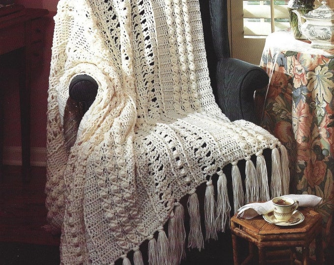 Vintage Crochet Pattern: Irish Aran Knit Style Cable Afghan / Blanket ...
