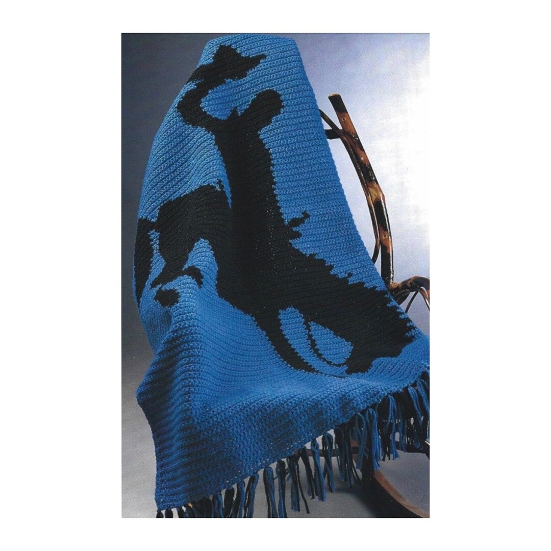 Vintage Crochet Pattern Rodeo Cowboy Afghan PDF Instant Digital ...
