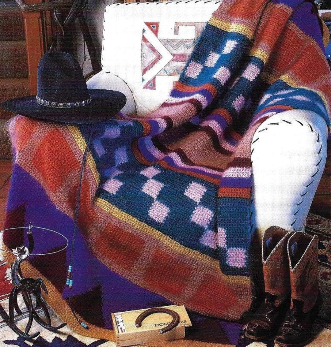 Vintage Crochet Pattern Painted Desert Southwestern Afghan PDF Instant ...