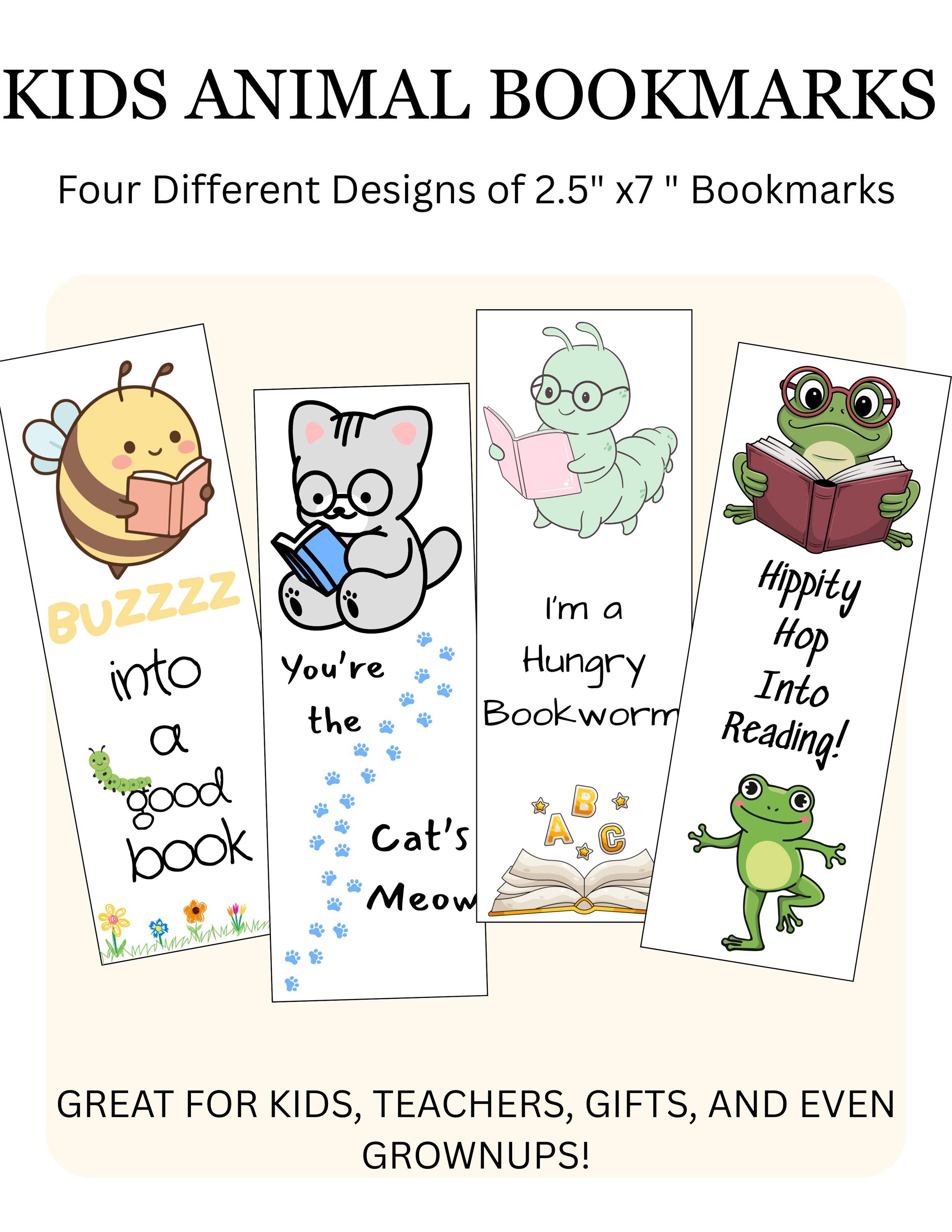 Whimsical Animal Bookmarks, Printable Bookmark PNG, Kids Reading Craft ...