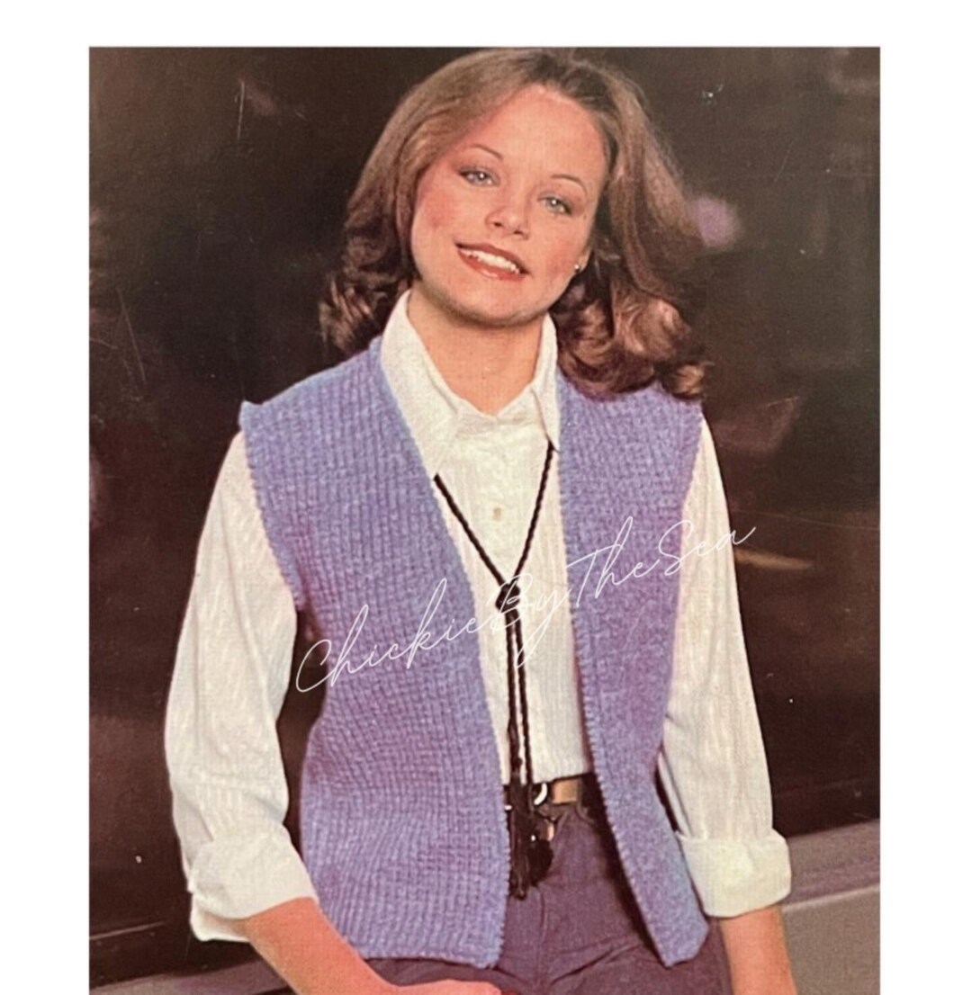 Vintage Knitting Pattern Simple Open Front Cardigan Vest Minimalist ...
