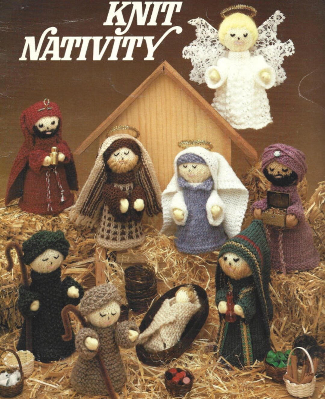 Vintage Christmas Knitting Pattern Nativity Scene Baby Jesus Birth Mary ...