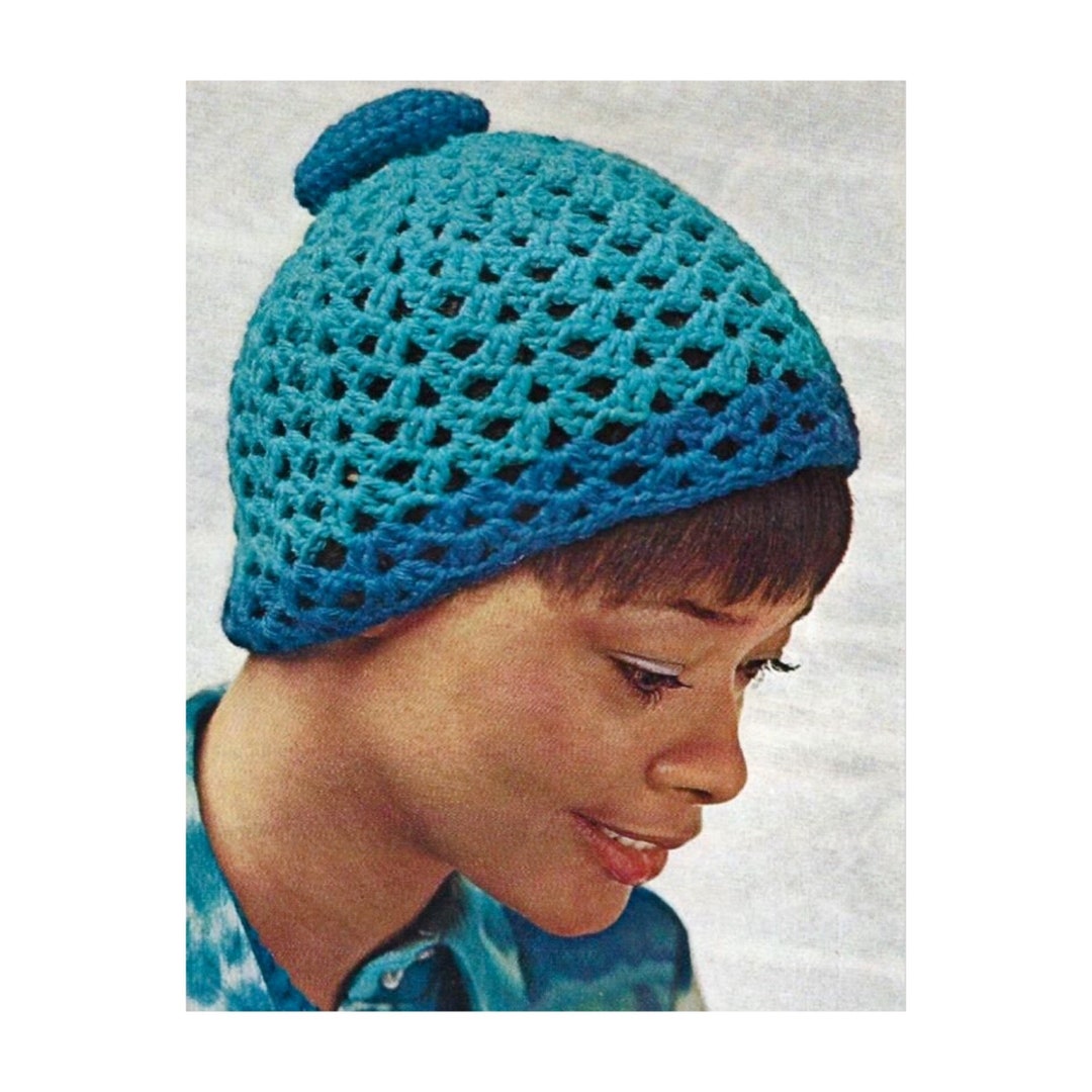 Vintage Crochet Pattern Turquoise Mesh Cloche Hat PDF Instant Digital ...