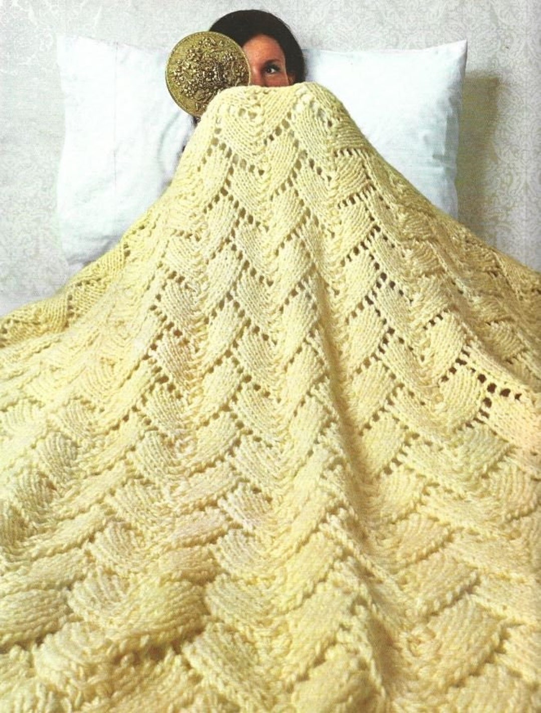 Vintage Knitting Pattern Victorian Lacy Chevron Design Afghan PDF ...