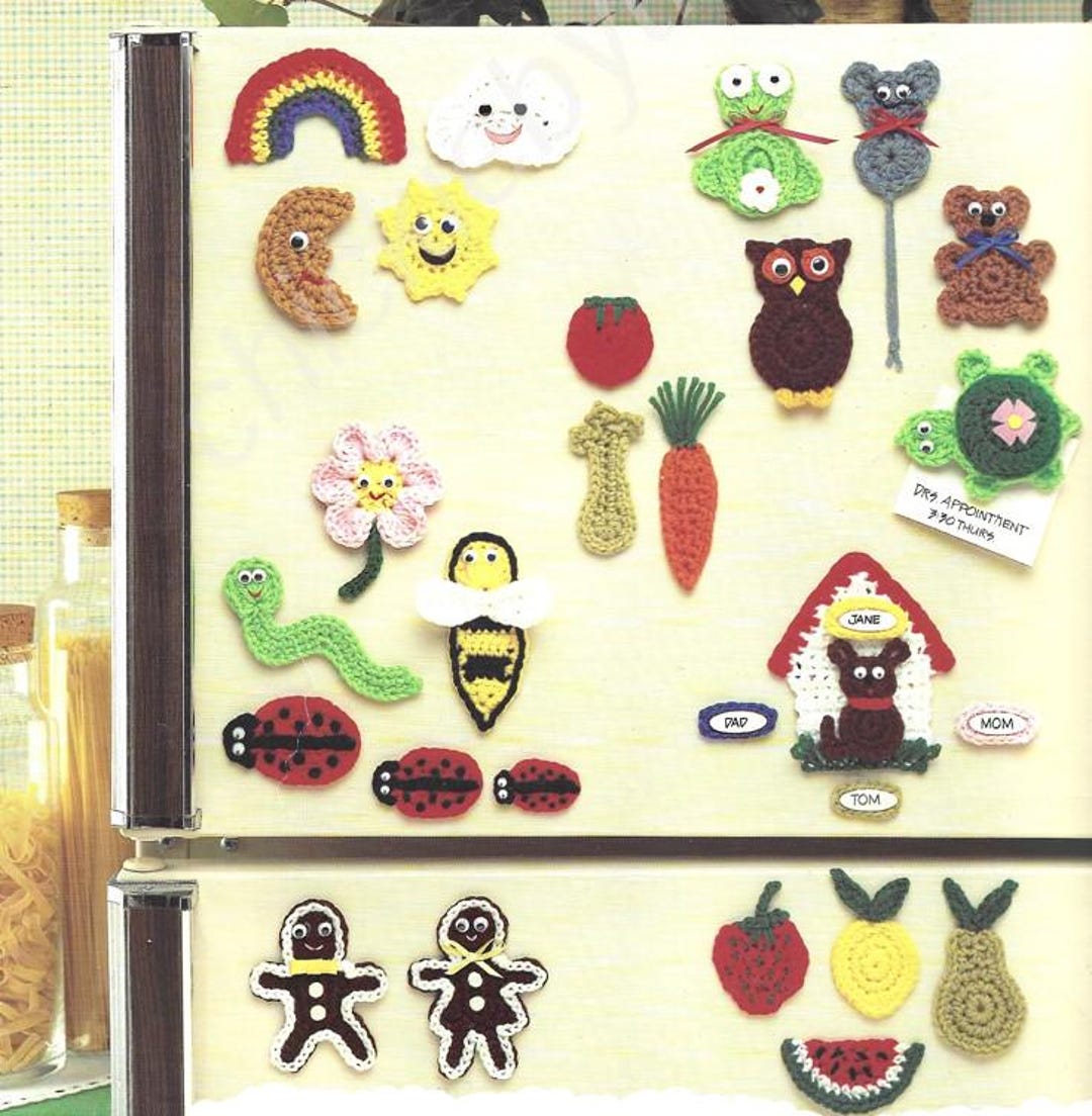 Crochet Fridge Magnets Pattern: Animals, Rainbow, Fruit (PDF Digital ...