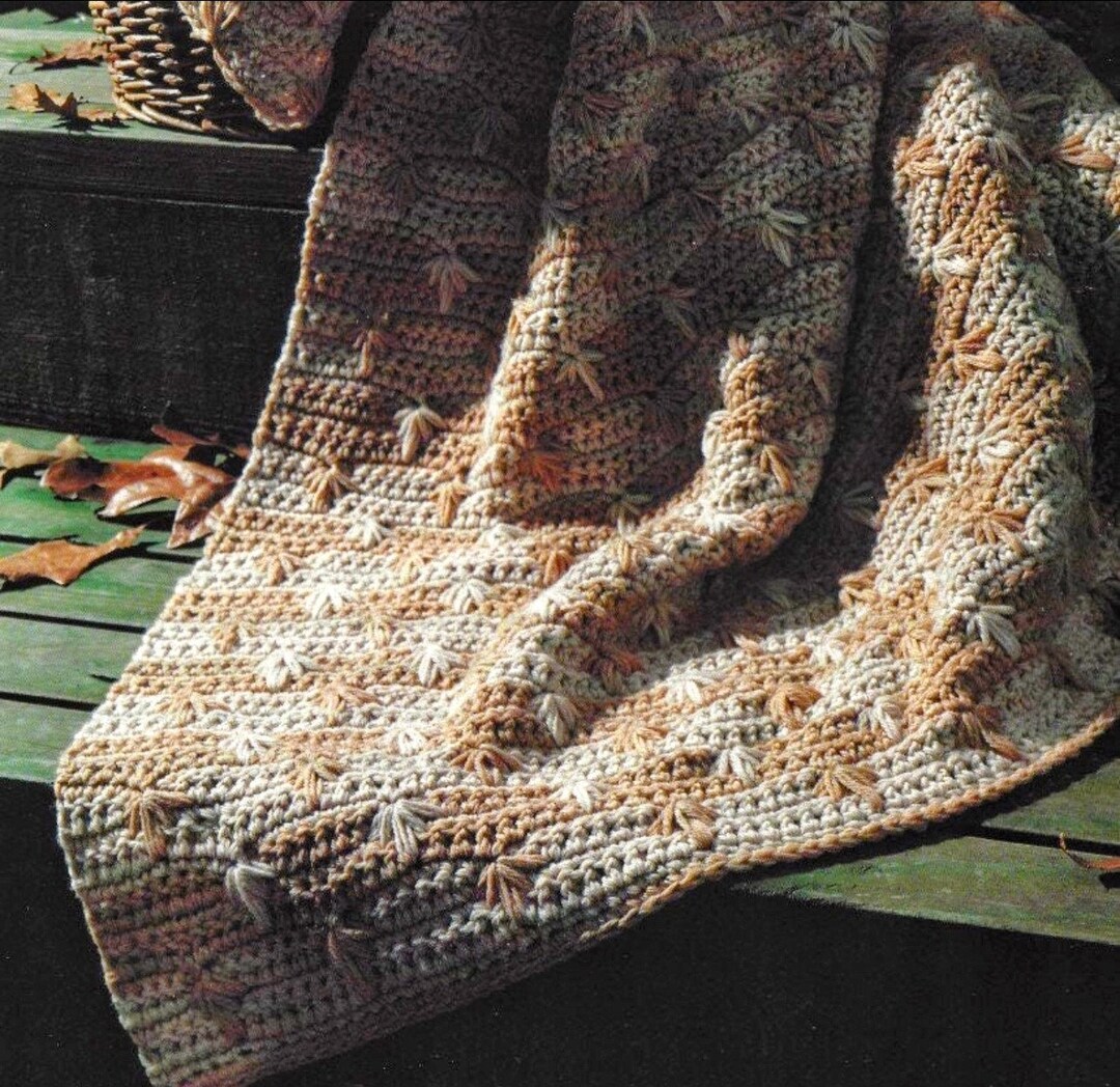 Vintage Crochet Pattern Autumn Leaves Afghan PDF Instant Digital ...