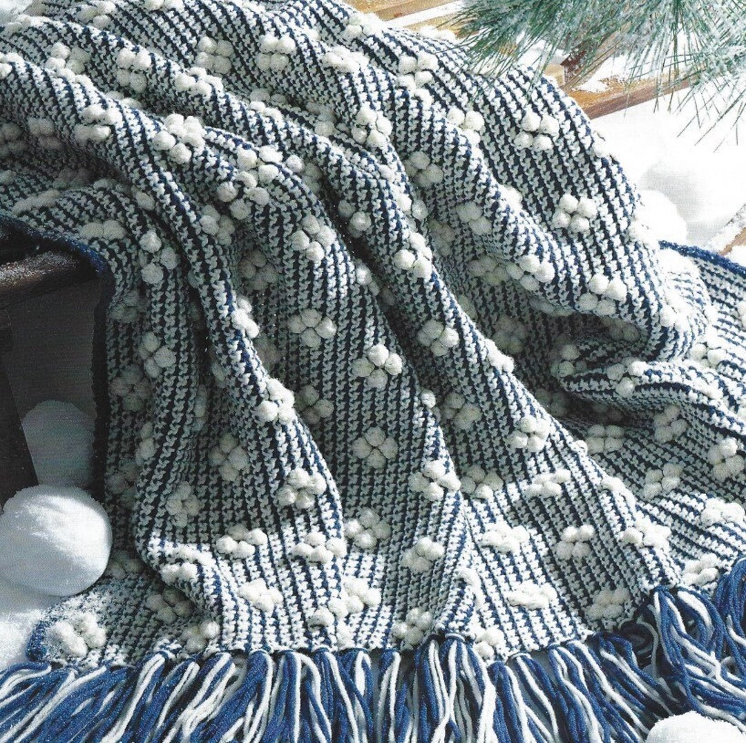 Vintage Crochet Pattern Snowball Christmas Afghan Blanket PDF Instant ...