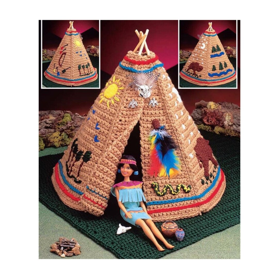 Vintage Crochet Pattern Native American Teepee Playset PDF Instant ...