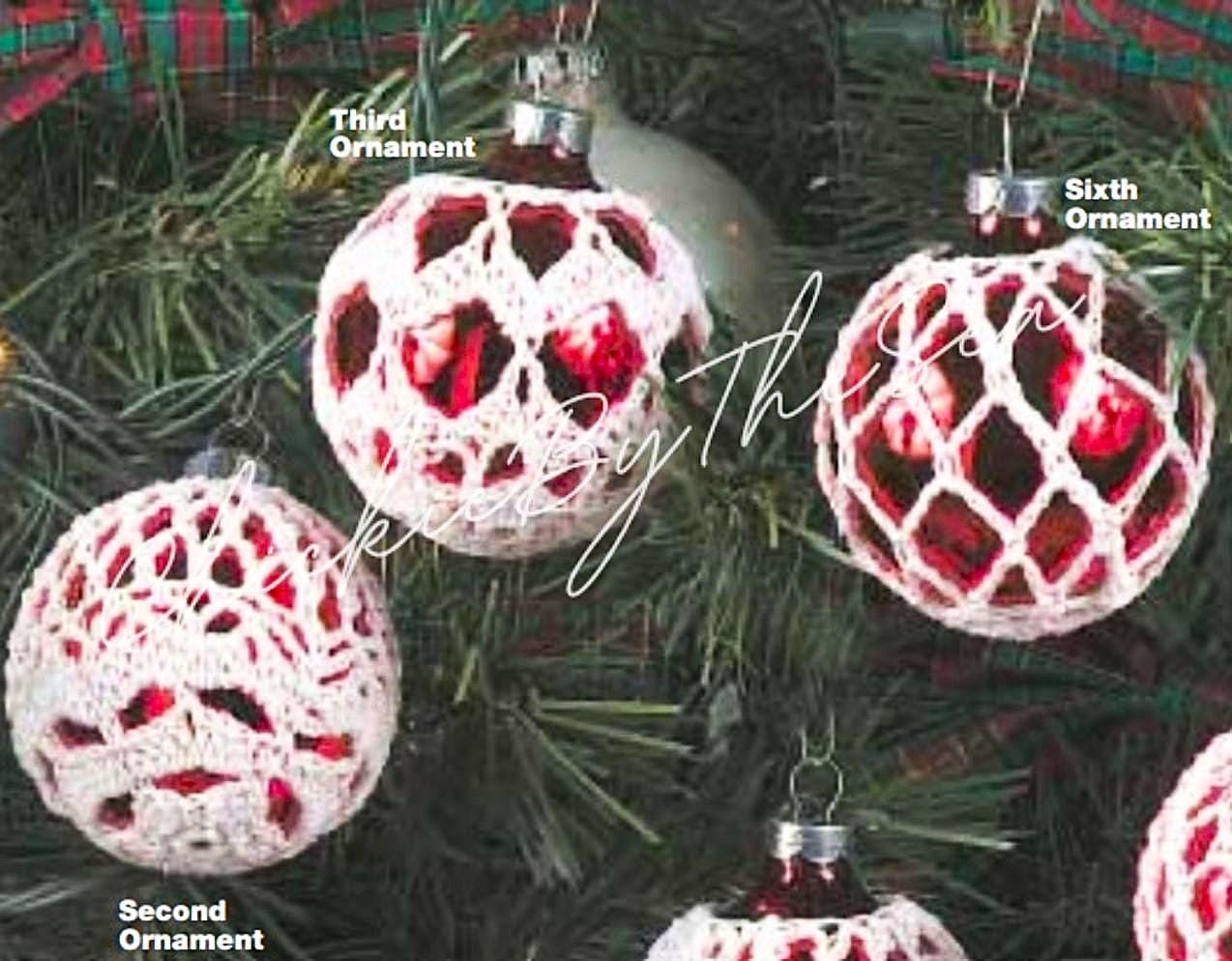 Vintage Crochet Pattern Lacy Christmas Ball Covers Retro Holiday ...