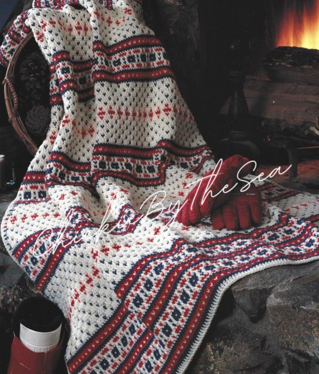 Vintage Crochet Nordic Christmas Pattern Afghan PDF Instant Digital ...