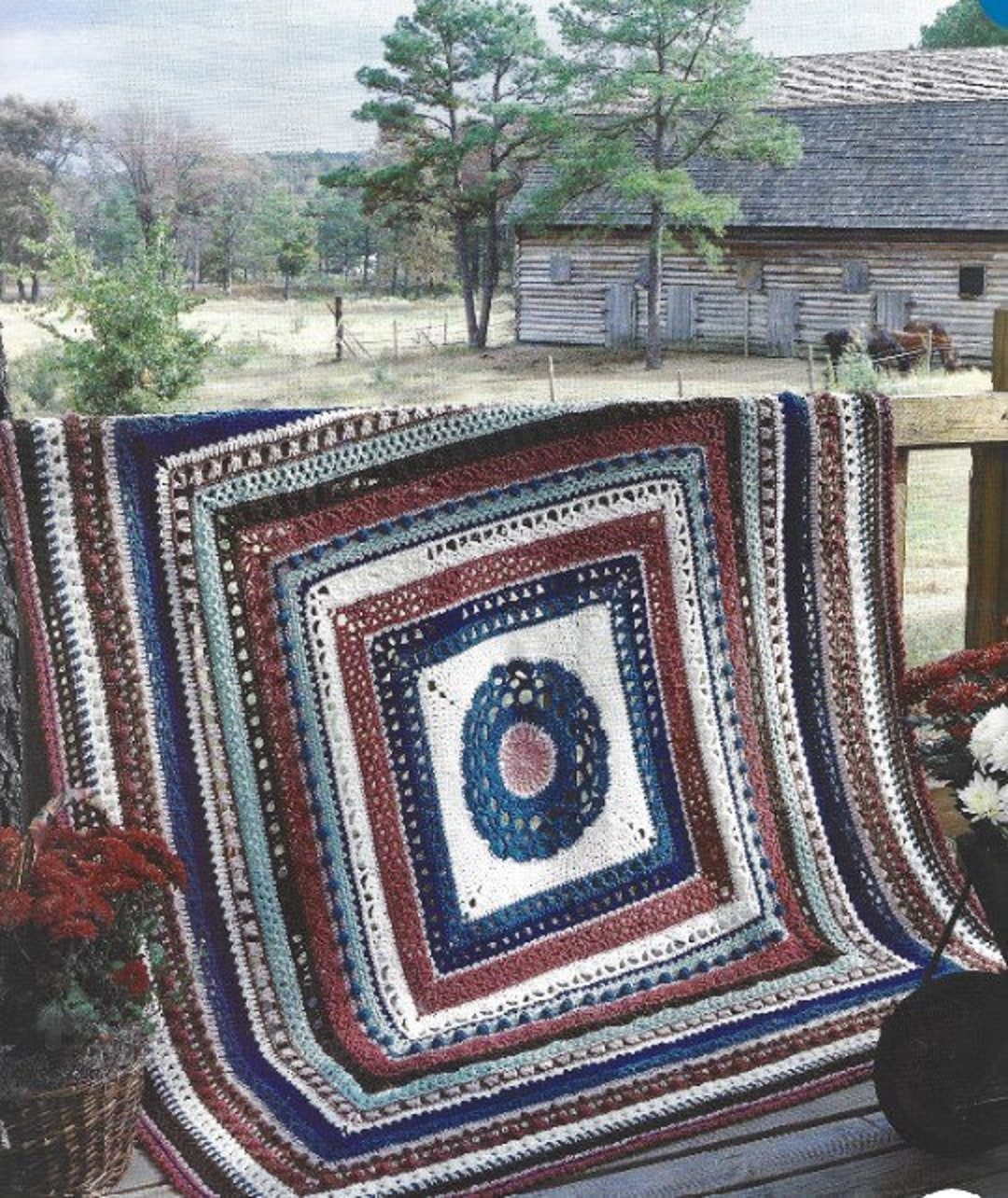 Vintage Crochet Pattern Log Cabin Afghan Blanket PDF Instant - Etsy