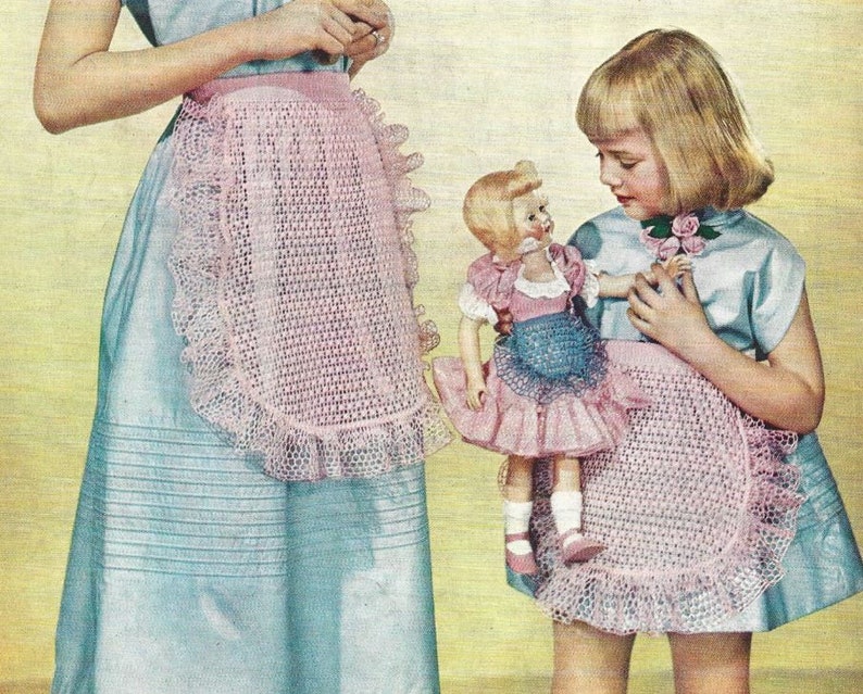 Vintage Crochet Frilly Aprons Pattern for Mom Daughter and - Etsy