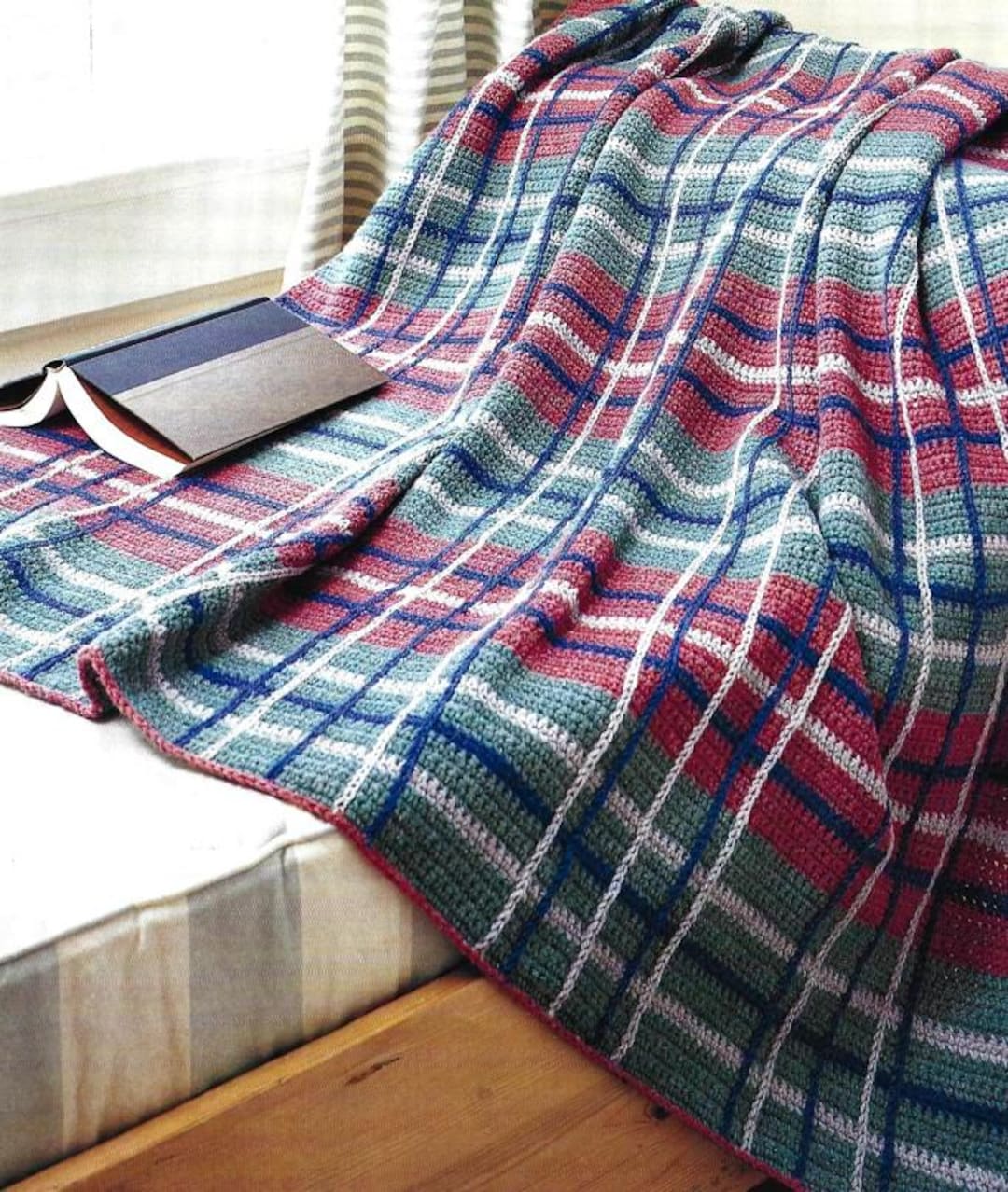 Vintage Crochet Pattern Pretty Tartan Plaid Afghan PDF Instant Digital ...