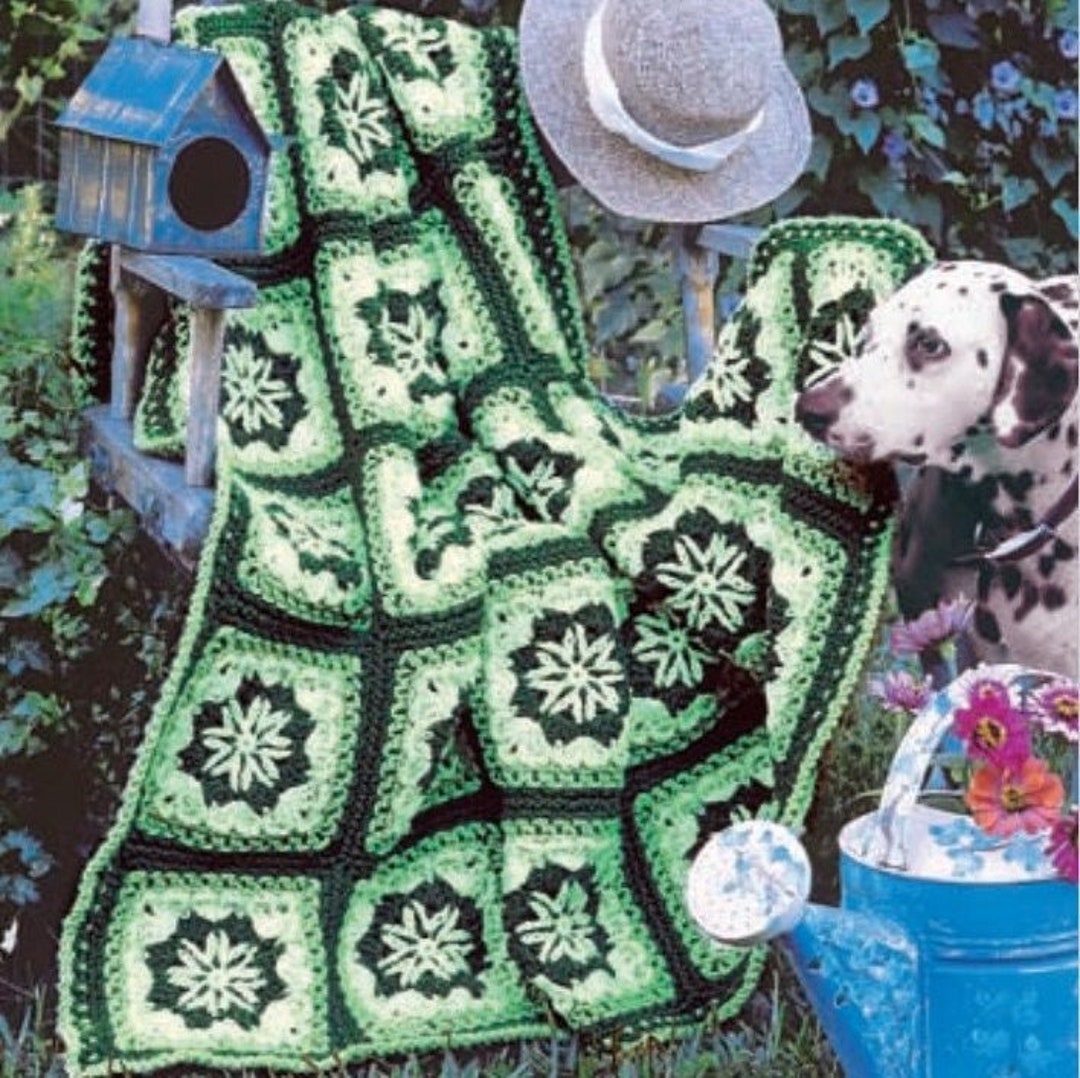 Vintage Crochet Pattern Granny Square Lacy Star Afghan PDF Instant ...