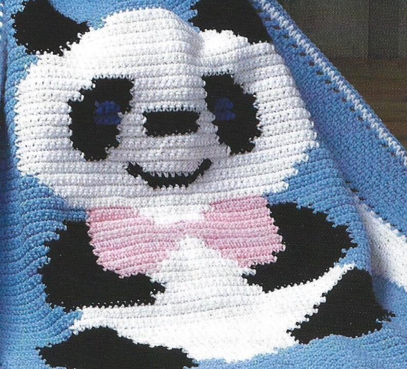 Baby Afghan Crochet Pattern Panda Bear Animal With Bow Tie PDF - Etsy
