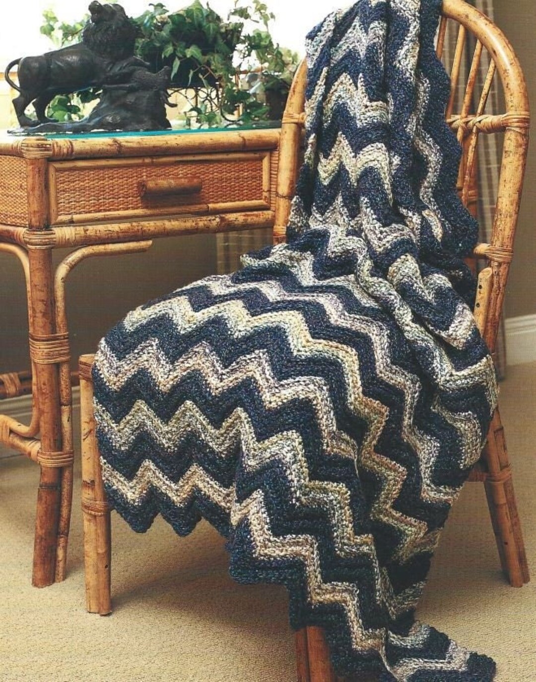 Vintage Crochet Pattern Ripple Afghan PDF Instant Digital Download ...