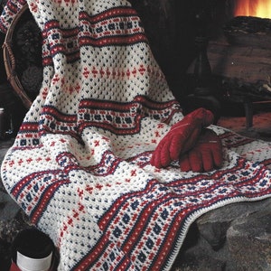 Vintage Crochet Nordic Christmas Pattern Afghan PDF Instant Digital ...