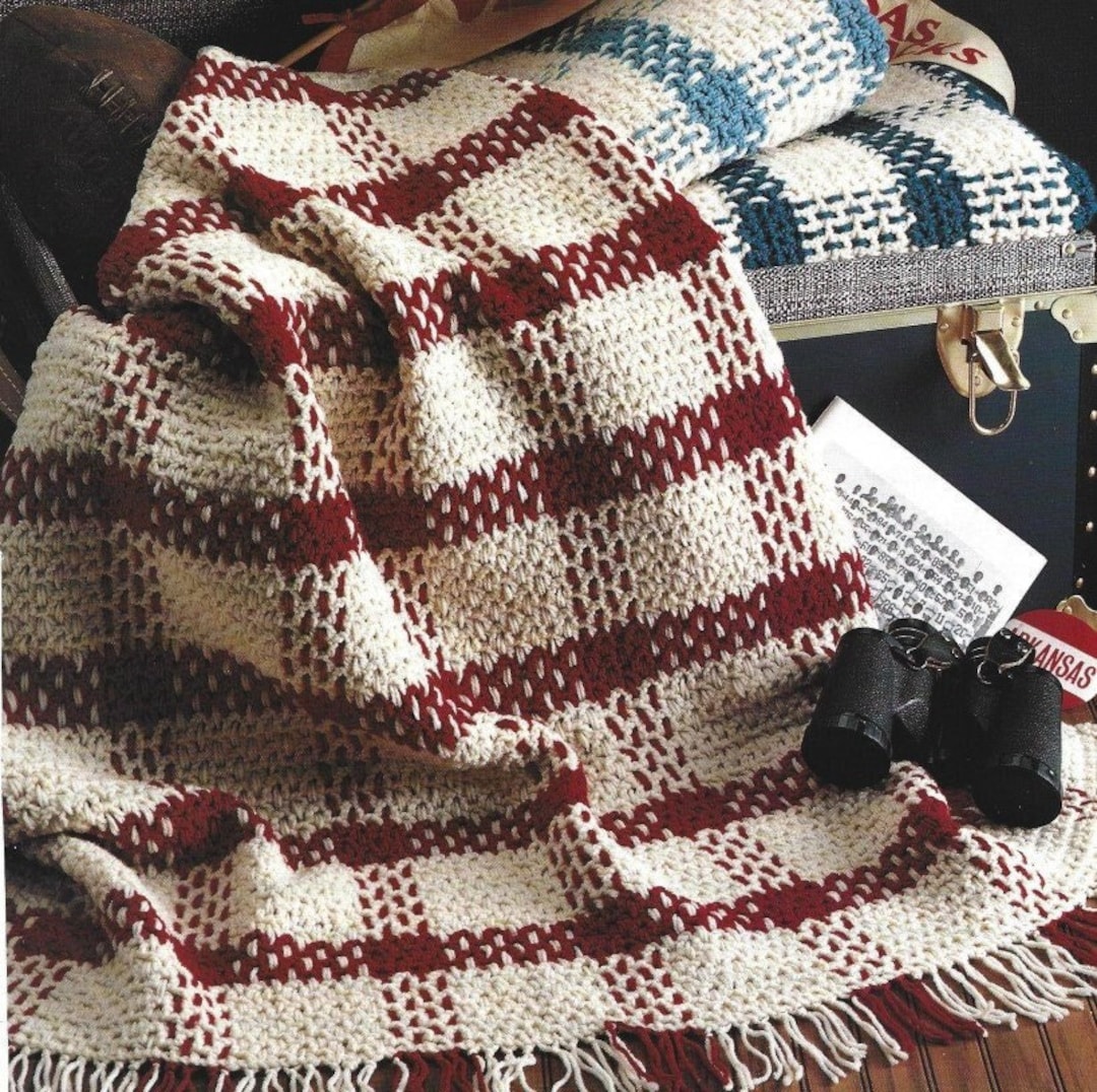 Vintage Crochet Pattern Country Plaid Afghan PDF Instant Digital ...