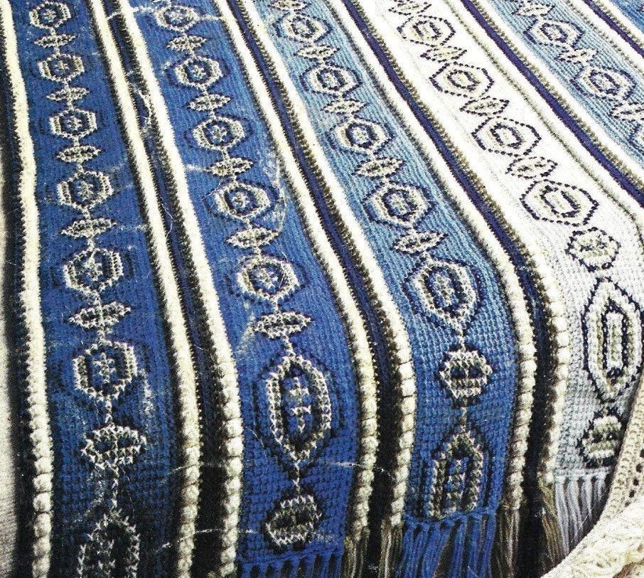 2 Vintage Crochet Afghan Patterns Blue Greek Embroider Afghan and ...