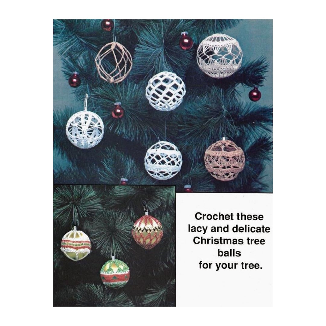 Vintage Crochet Christmas Ball Covers Pattern Retro Lacy Christmas ...