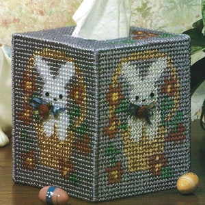Plastic Canvas Pattern Easter Bunny Tissue Box Cover Topper With Rabbit ...