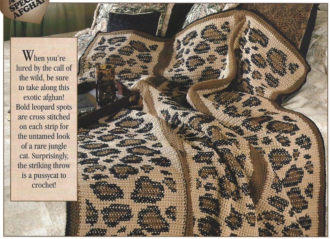 Vintage Crochet Pattern Animal Print Afghan PDF Instant Digital ...