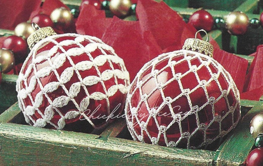 Vintage Crochet Pattern Lacy Christmas Ball Covers Retro Holiday ...