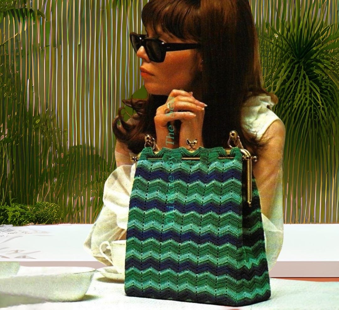 Vintage Crochet Pattern Ripple Wave Frame Purse PDF Instant Digital ...