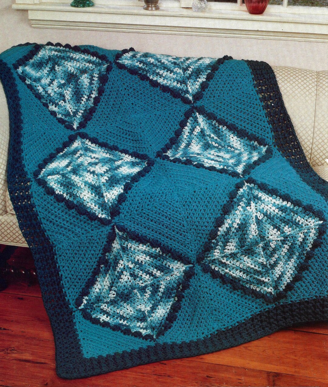 Vintage Crochet Diamond Afghan Pattern: Granny Square Throw (PDF ...