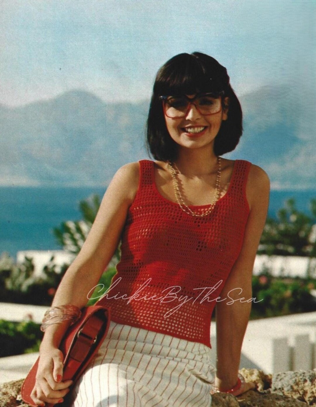 Vintage Crochet Filet Tank Top Pattern Maple Leave Design PDF Instant ...