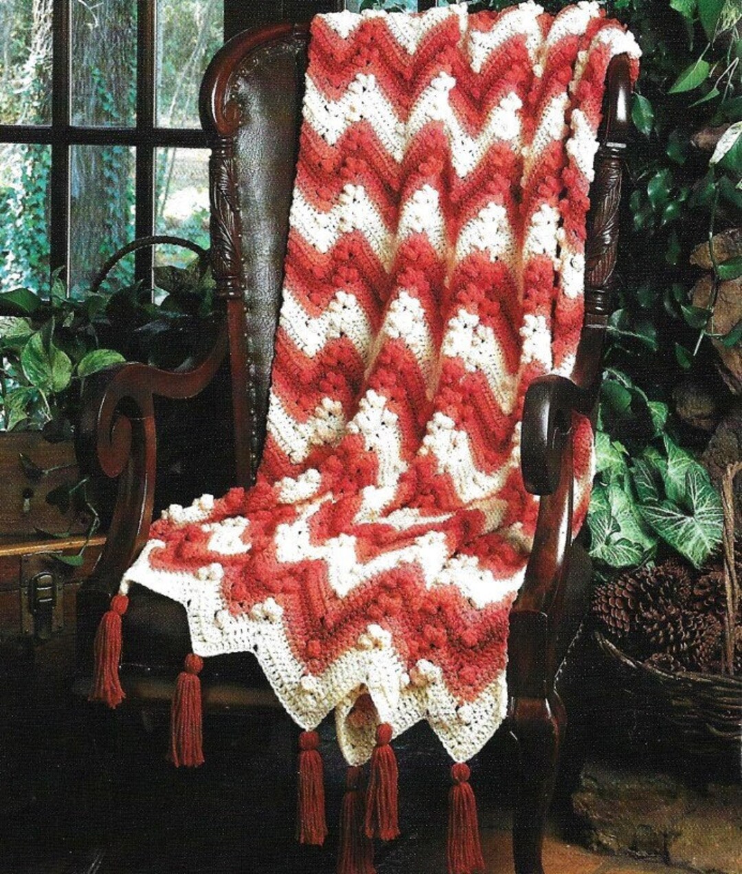 Vintage Crochet Pattern Popcorn Ripple Afghan Lap Blanket PDF Instant ...