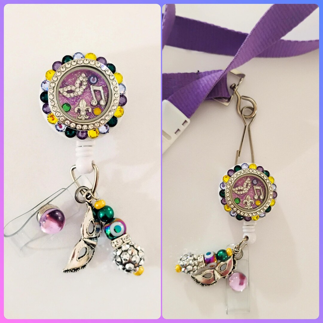 Mardi Gras Theme Retractable ID Badge Reel/holder and Lanyard - Etsy