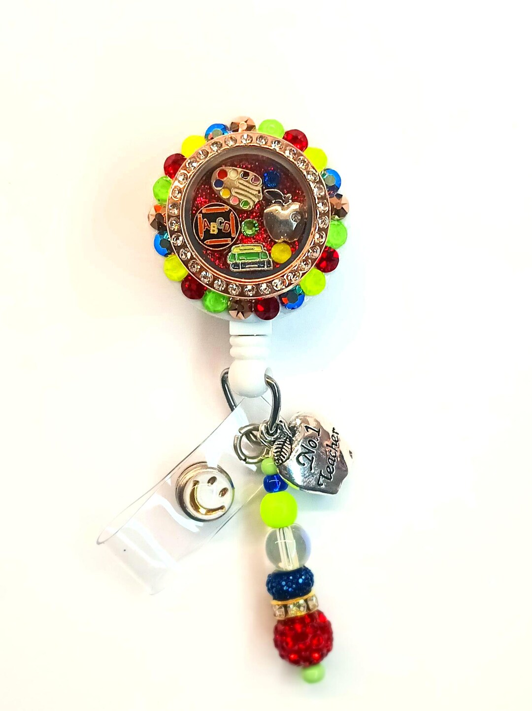 Teacher Retractable Floating Locket ID Badge Reel/holder - Etsy