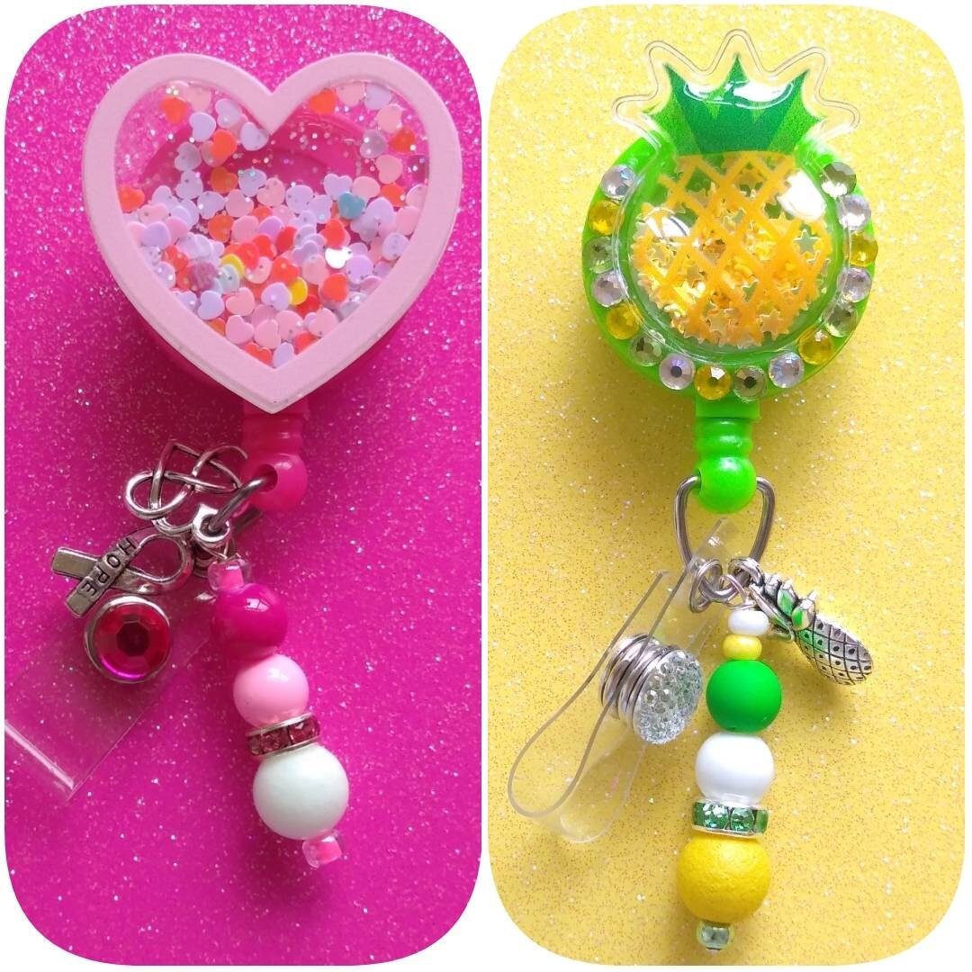 Glitter Shaker Pendant Badge Reel - Etsy
