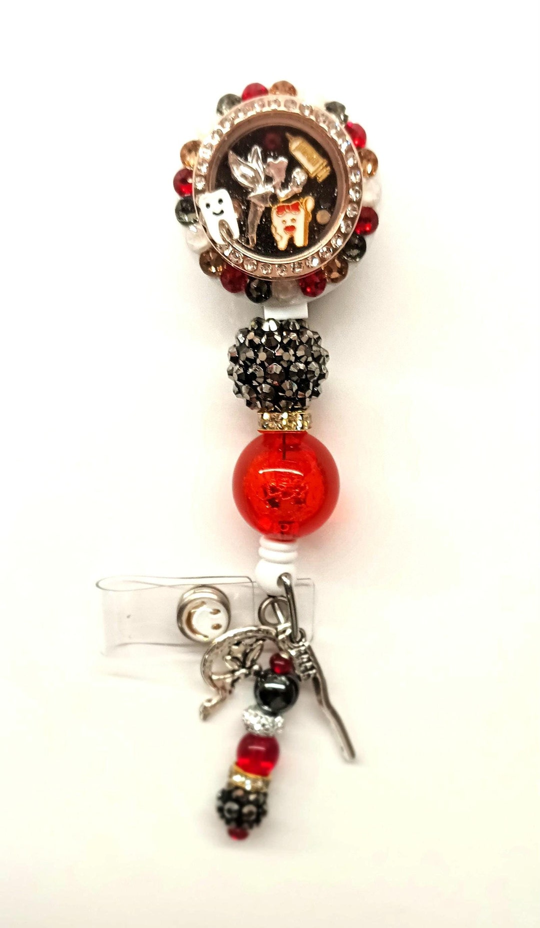 Dental Tooth Fairy Theme Floating Locket ID Badge Reel/holder/beaded ID ...