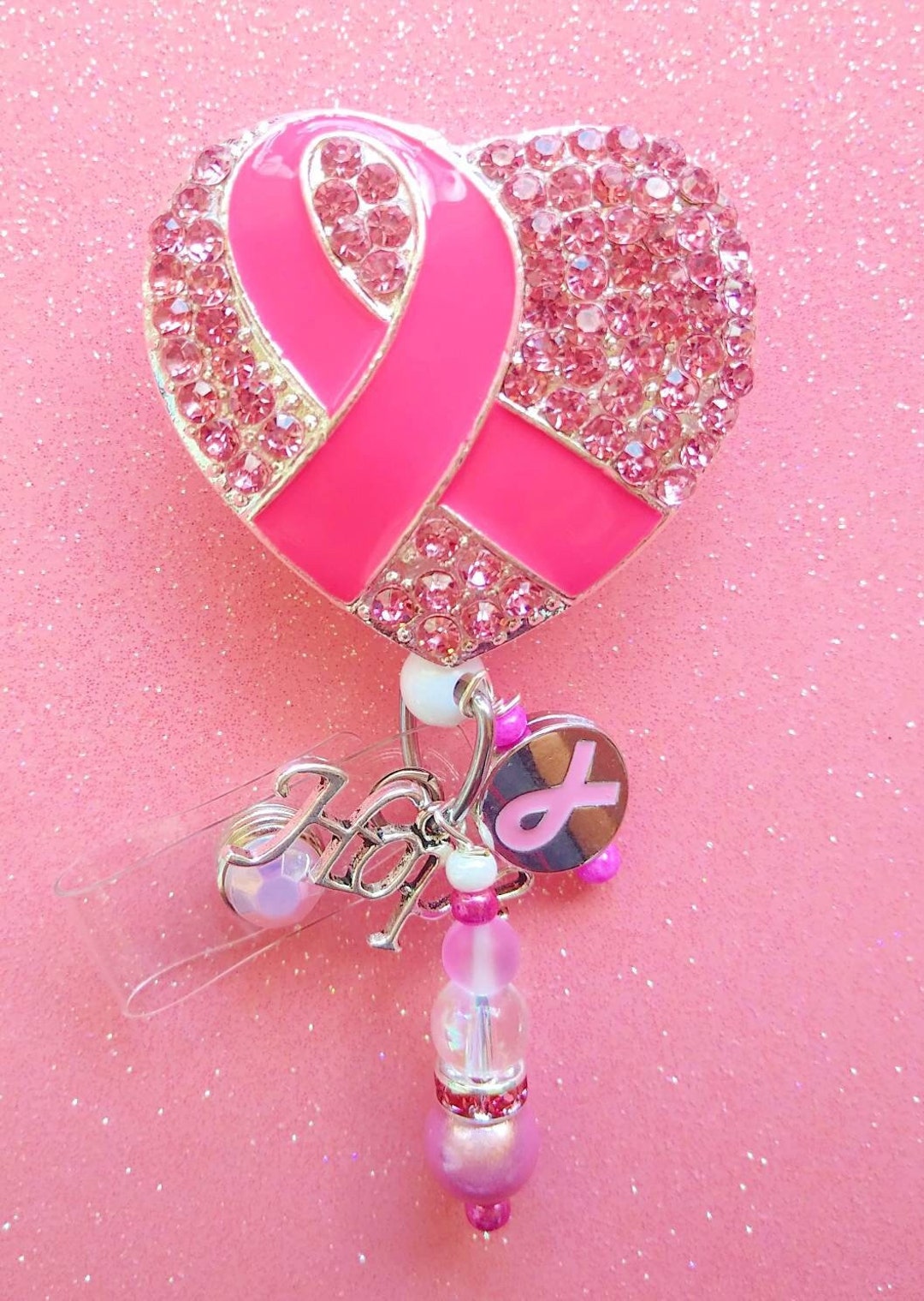 Breast Cancer Awareness Pendant Badge Reel - Etsy