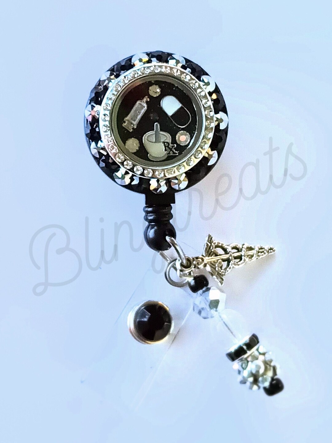 Pharmacy RX Floating Locket ID Badge Reel/holder - Etsy