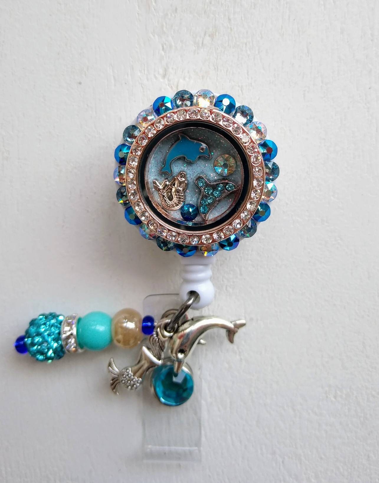 Dolphin-mermaid Floating Locket Badge Reel | Etsy