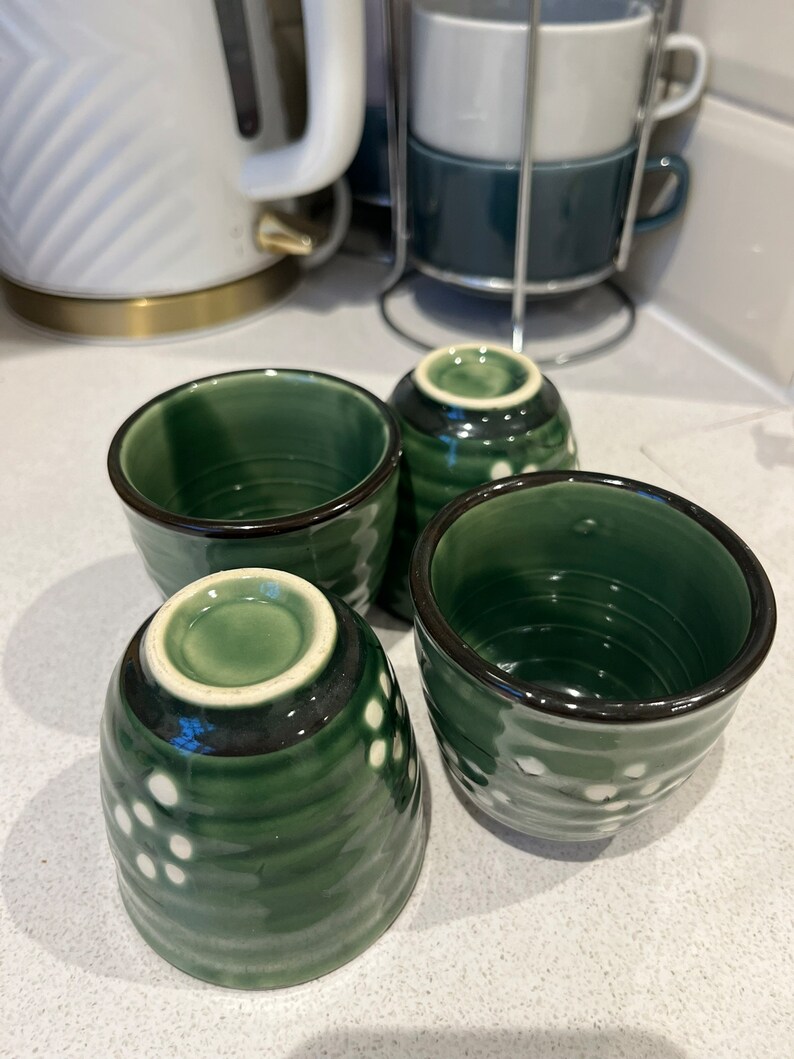 Green Japanese Handless Ceramic Tea Cups - Etsy