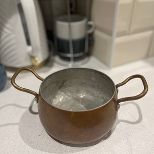 Small Vintage Copper Pot With Brass Handles - Etsy