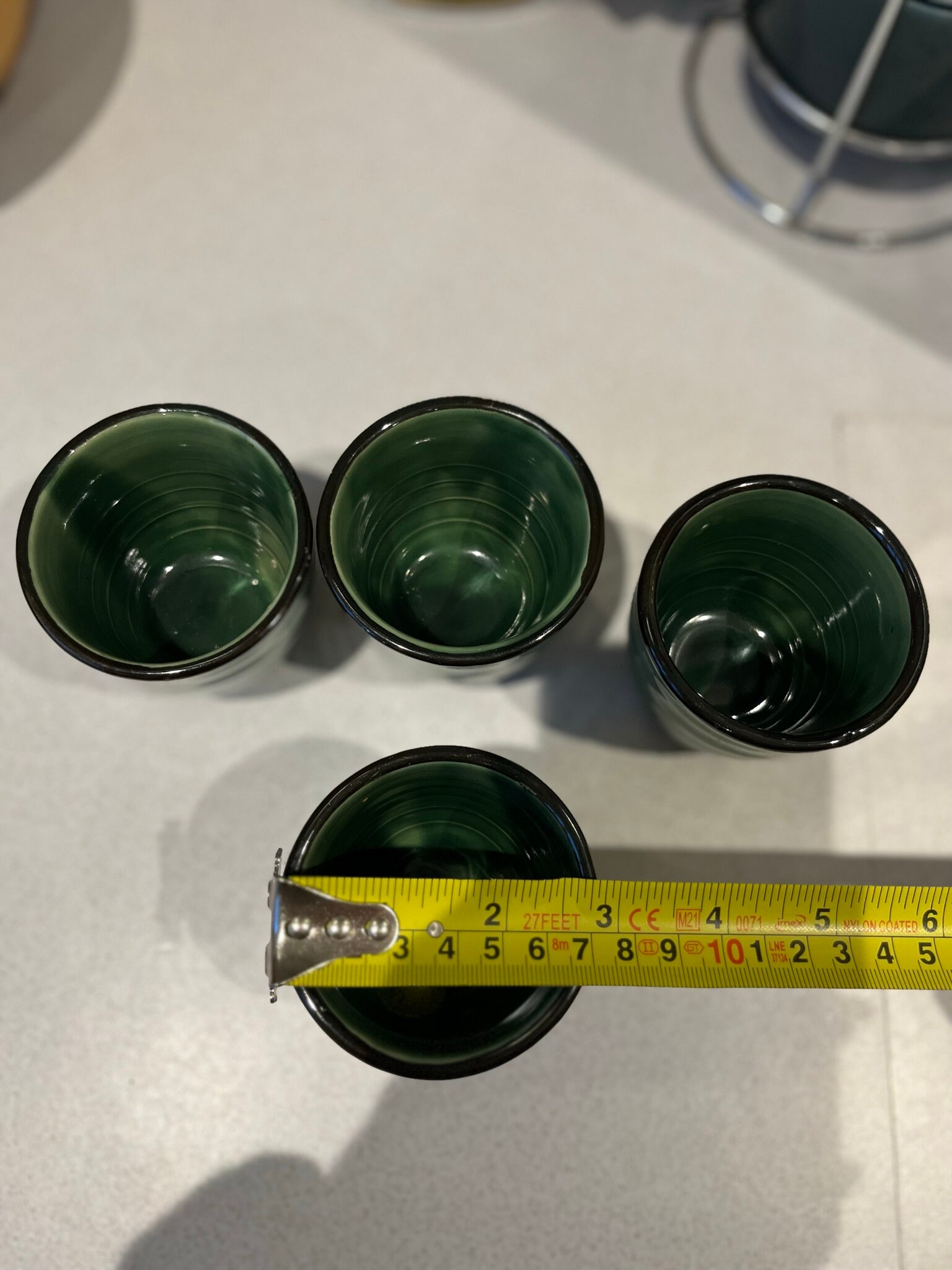 Green Japanese Handless Ceramic Tea Cups - Etsy