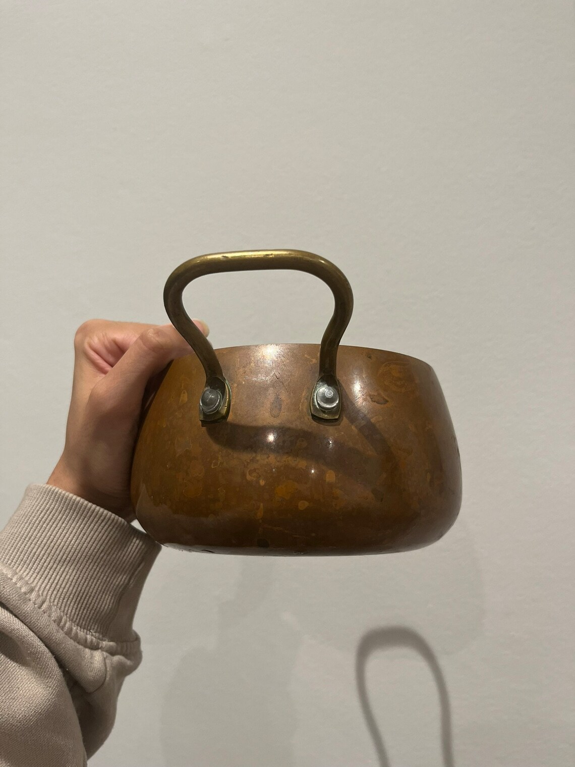 Small Vintage Copper Pot With Brass Handles - Etsy