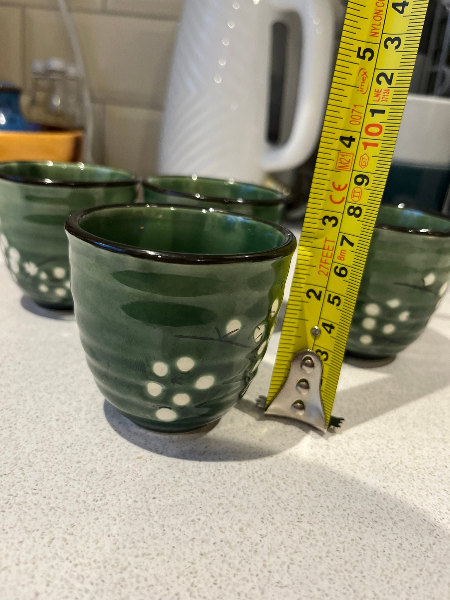 Green Japanese Handless Ceramic Tea Cups - Etsy