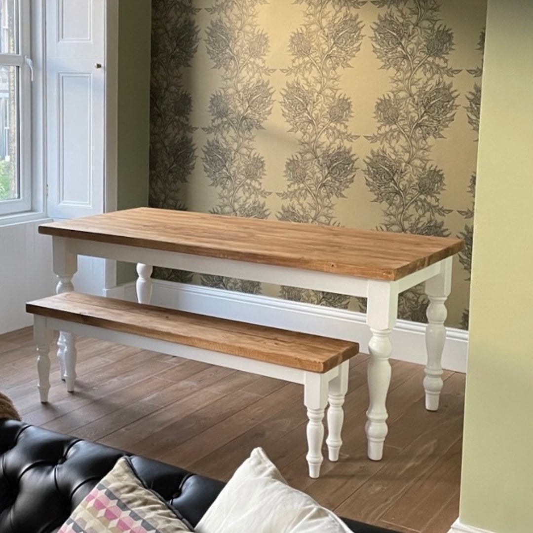 Farmhouse Dining Table With Bench Handmade Dining Table Set - Etsy