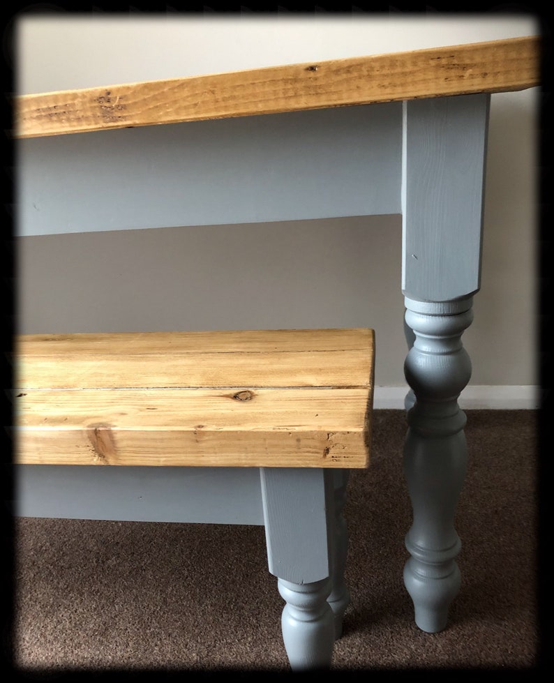 Farmhouse Dining Table With Bench Handmade Dining Table Set | Etsy